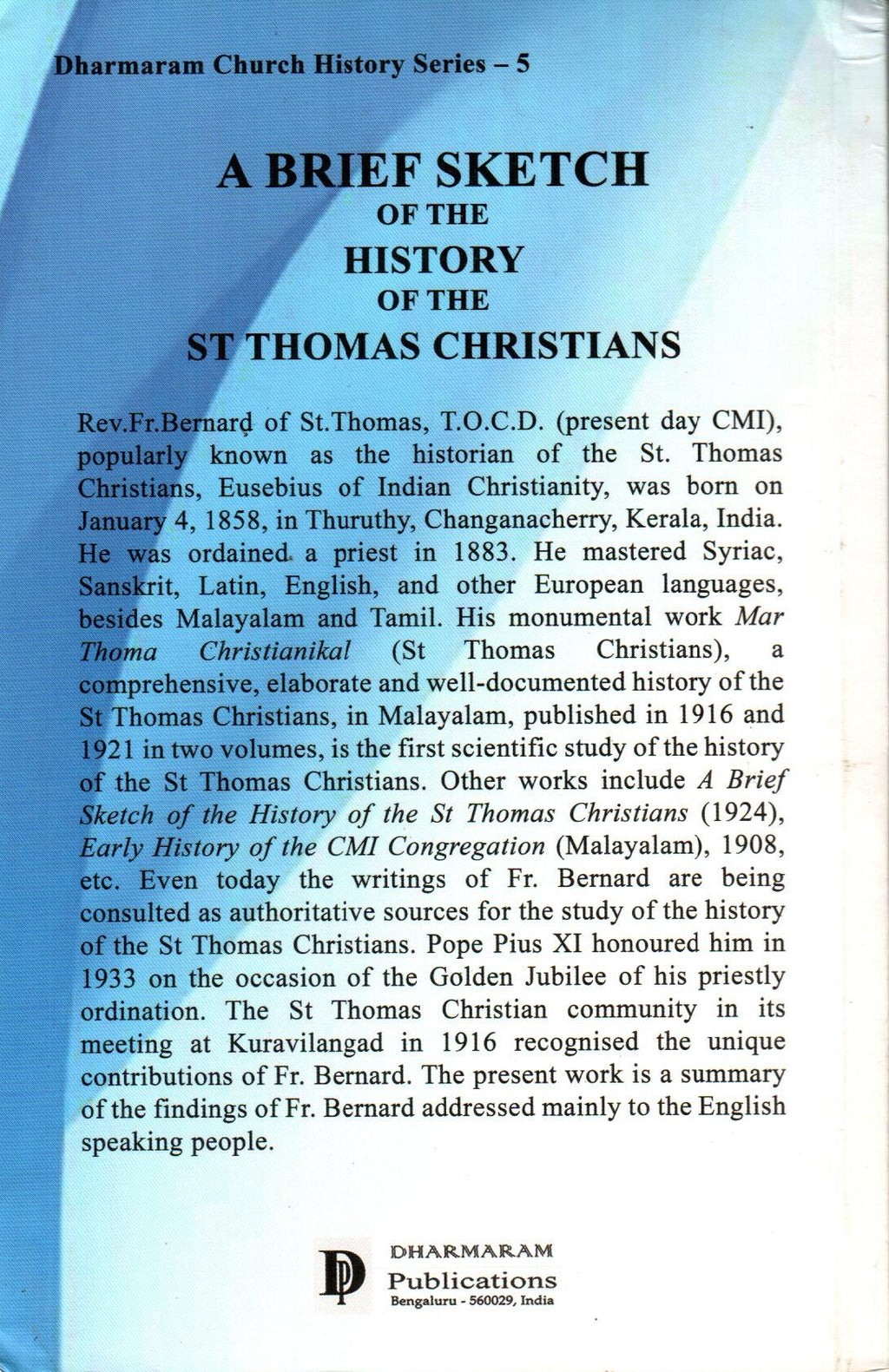 A Brief Sketch of the History of the St. Thomas Christians – St Pauls India